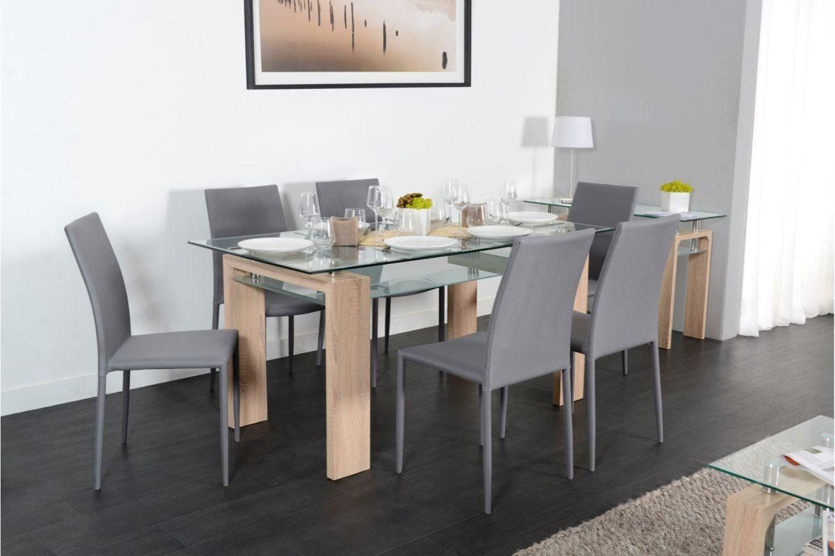 Table avec 6 chaises grises - Confort Design
